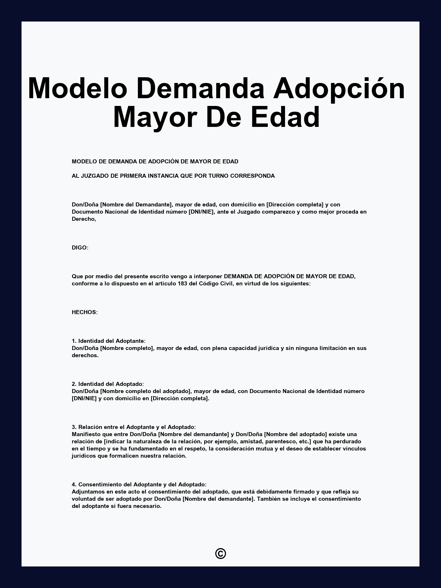 Modelo Demanda Adopción Mayor De Edad